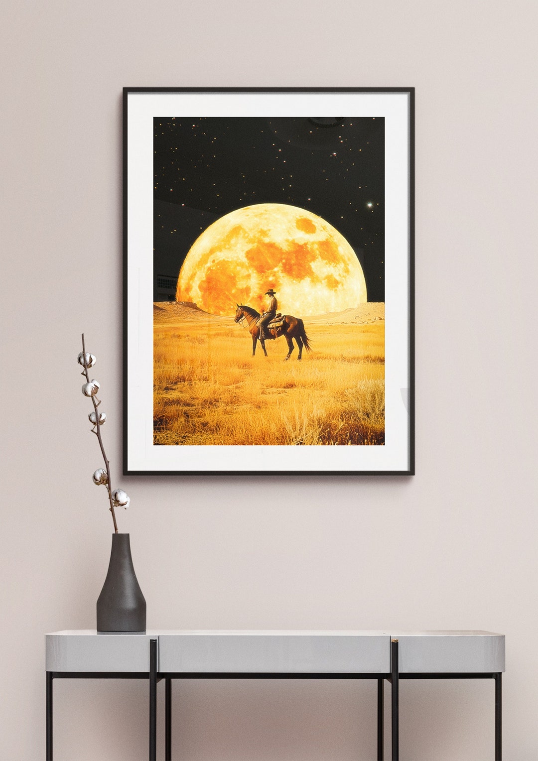 Lunar Cowboy | Wall Decor | Cosmic Art | Retro-futurism | Vintage ...