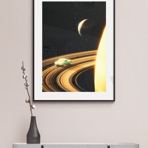 Saturn Road Trip Space Art Retro Art Futuristic Collage Cosmic Design ...