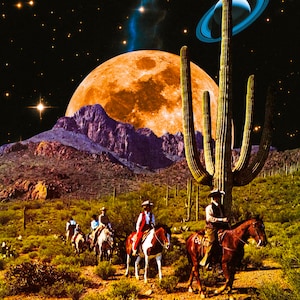 Space Cowboys Art Print: Retro Futurism, Vintage Western Wall Decor - Etsy