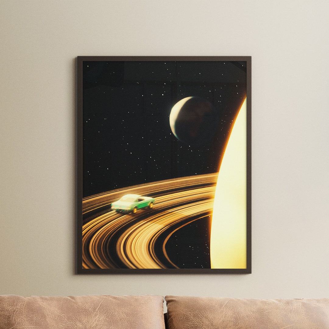 Saturn Road Trip Space Art Retro Art Futuristic Collage Cosmic Design ...