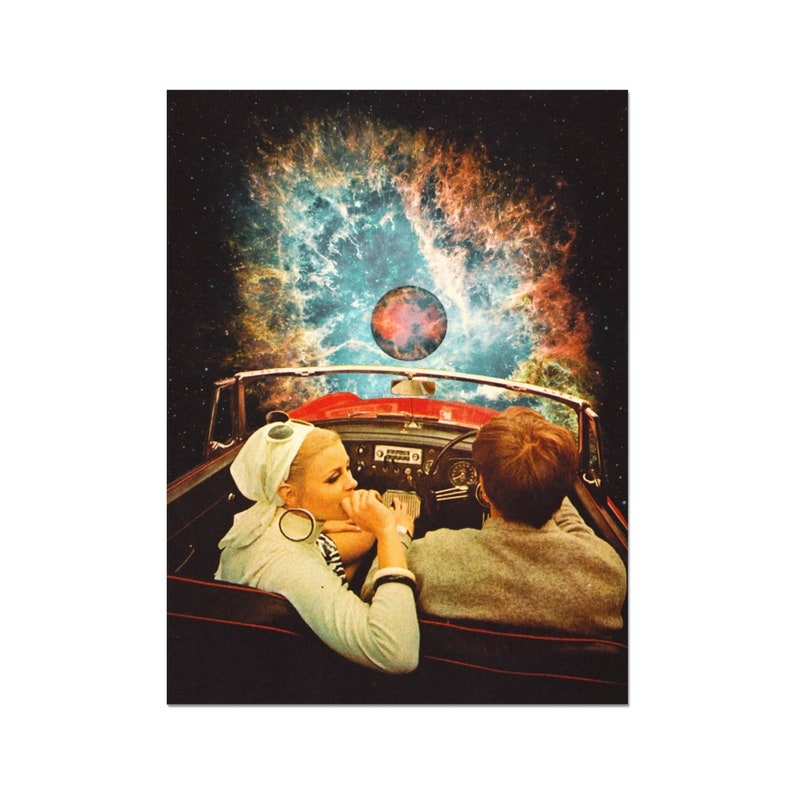 SPACE RIDERS Retro Futuristic Collage Art Trendy Sci-fi - Etsy