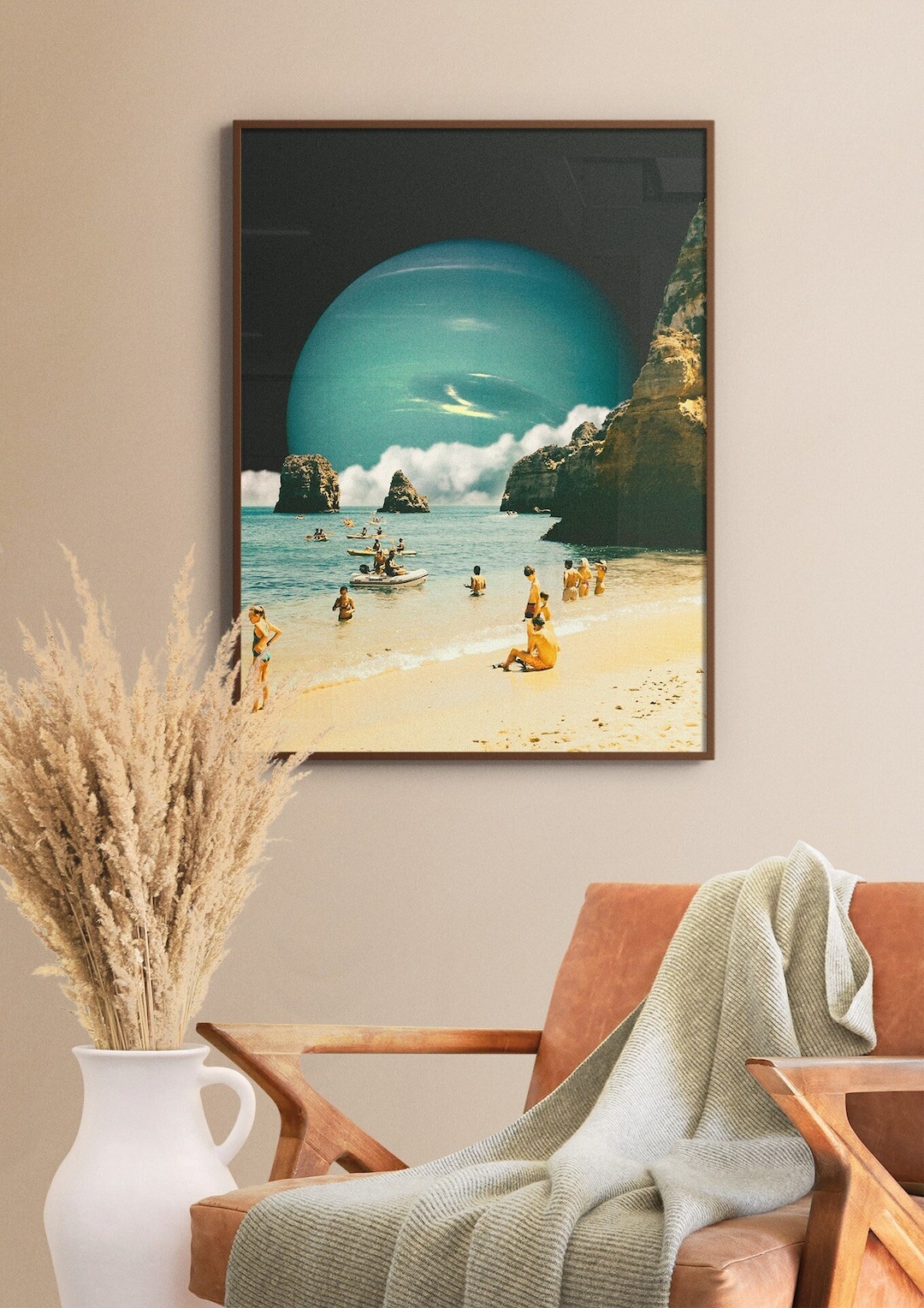 Retro Space Beach Art Print: Vintage Sci-fi Collage - Etsy