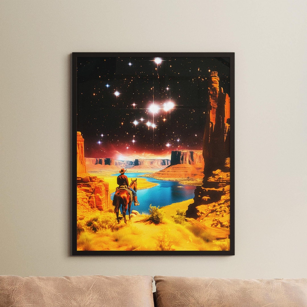 Cosmic Frontier | Retro Futuristic Art | Space Art | Vintage Western ...