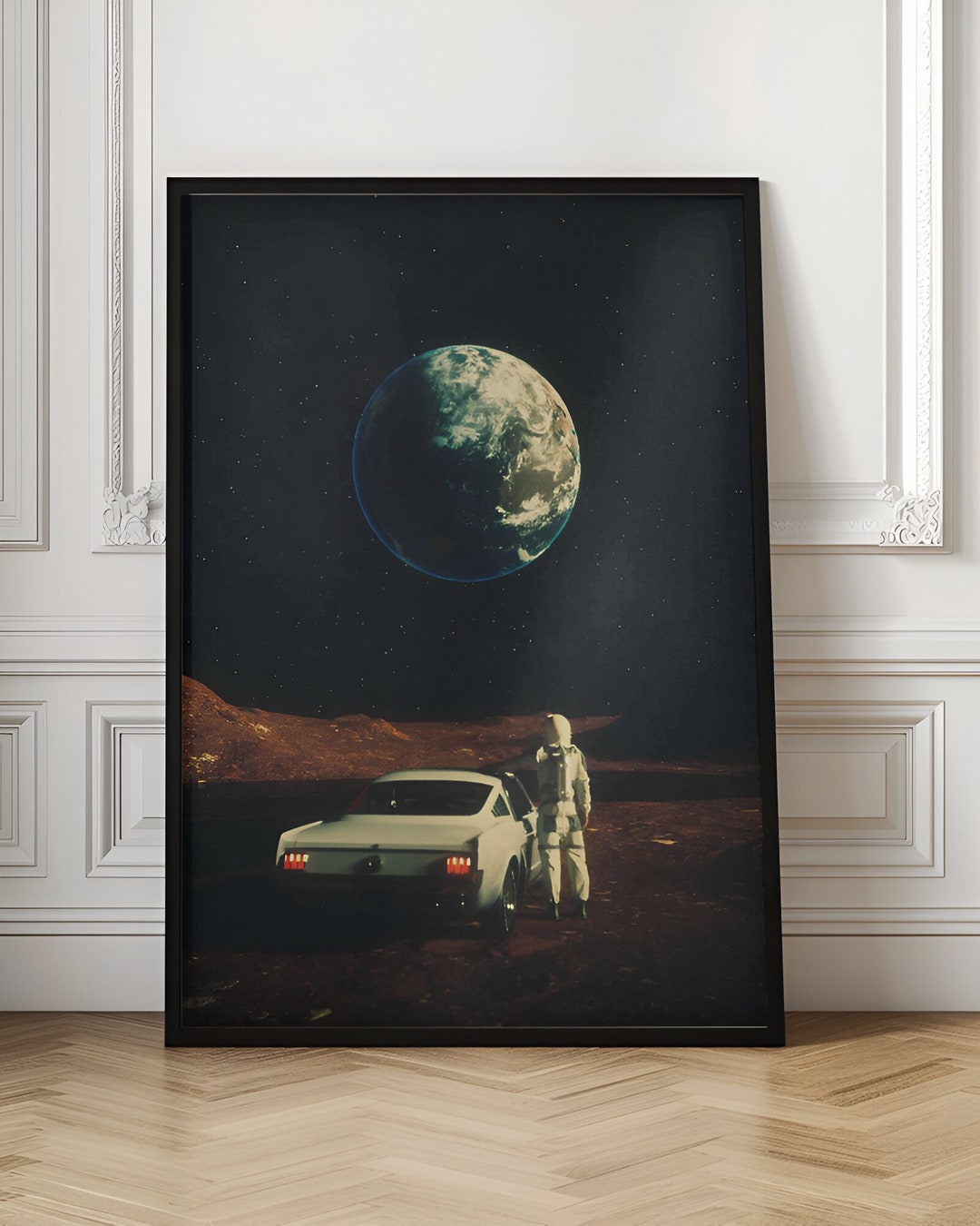 Retro Sci-fi Art Print: Astronaut, Car on Mars, Vintage Collage - Etsy