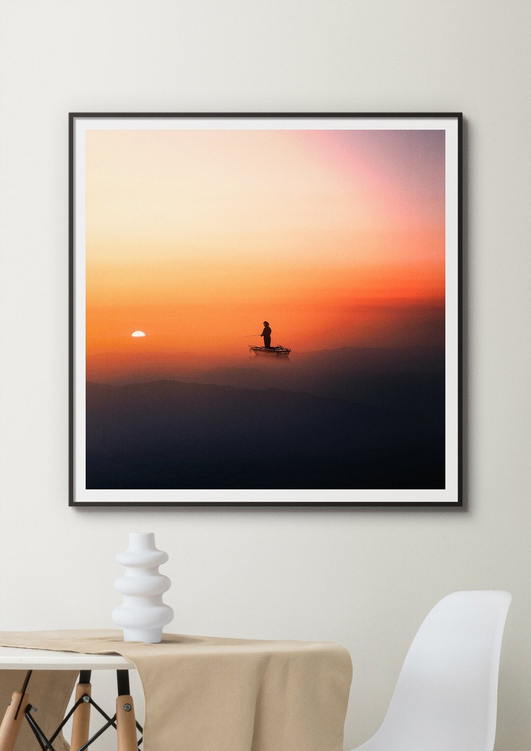 Surrealist Sun Fishing Art Print: Calm Landscape Collage - Etsy