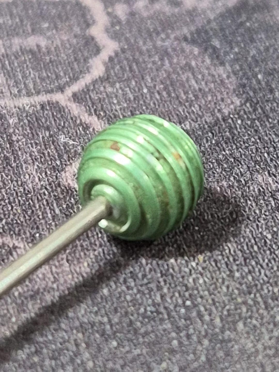 Antique Hat Pin With Ribbed Green Glass Bead – Edwardian Stick Pin – C ...
