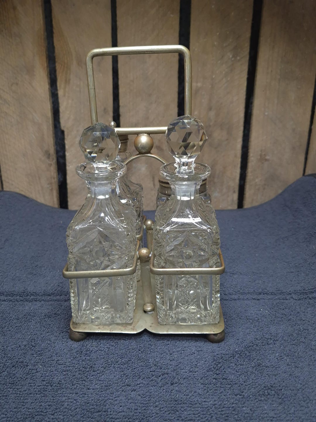 Antique Cut Glass Cruet Set – EPNS Stand by Harrison Brothers & Howson ...