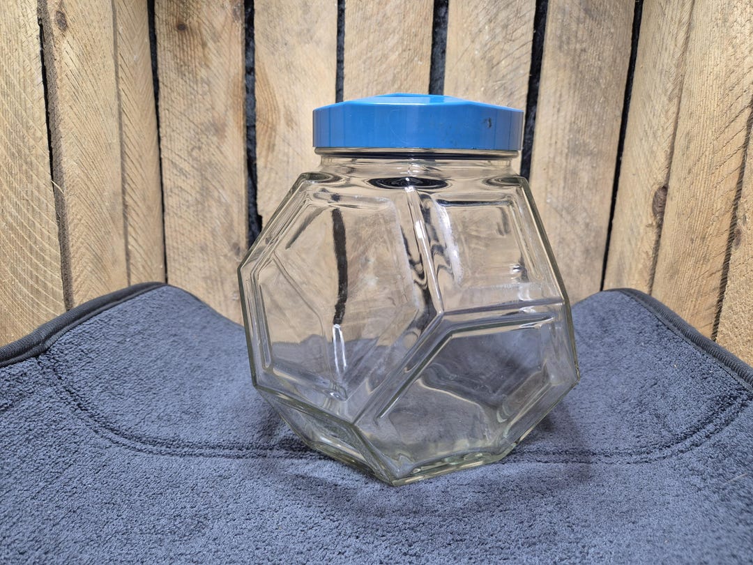 Vintage Glass Candy Jar With Lid - Hexagonal Design - Etsy
