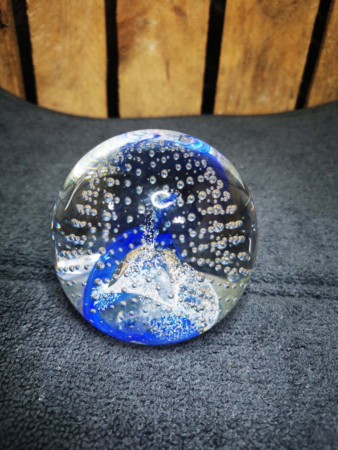 Caithness Sparkle Blue Paperweight With Controlled Bubbles - Etsy