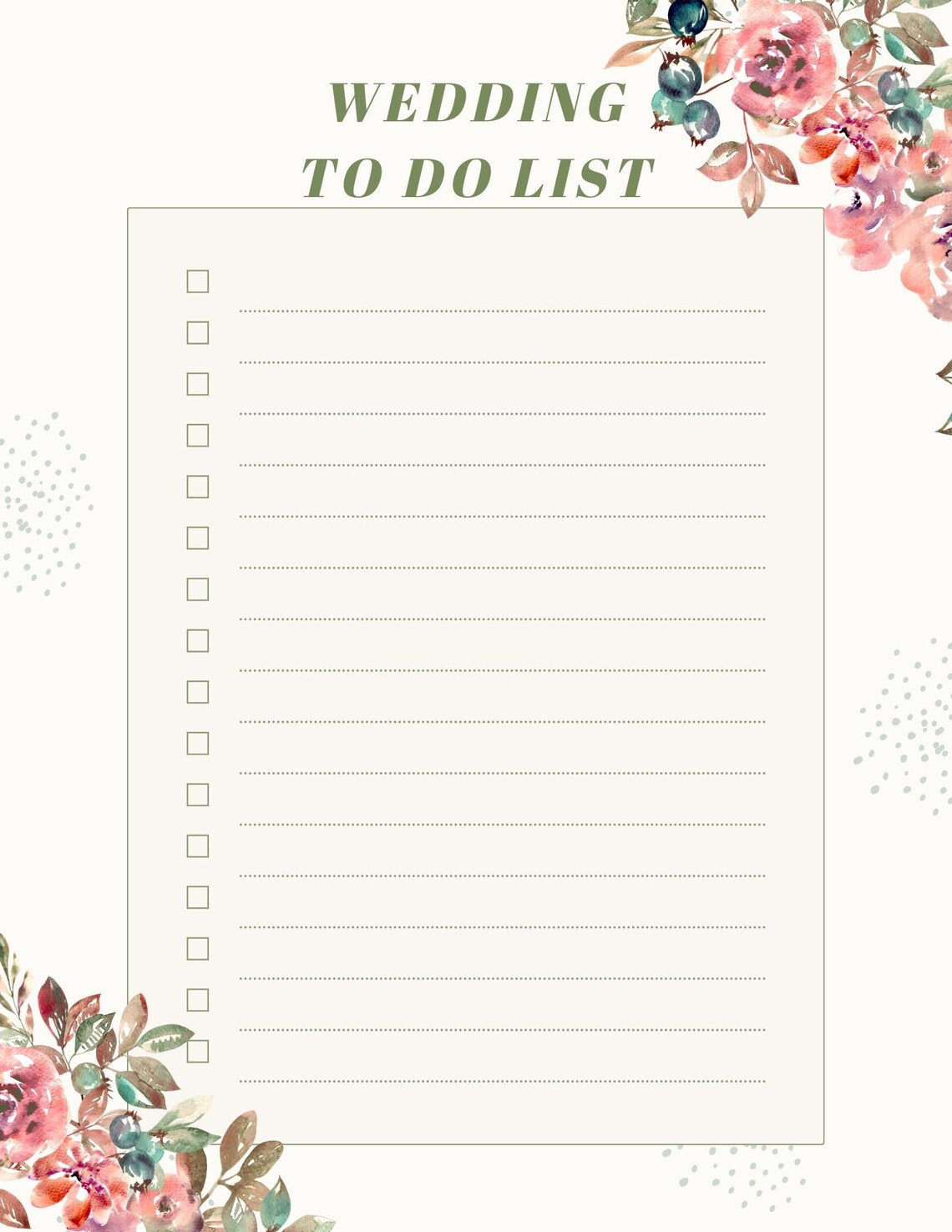 Botanical Wedding to Do List Printable - Etsy