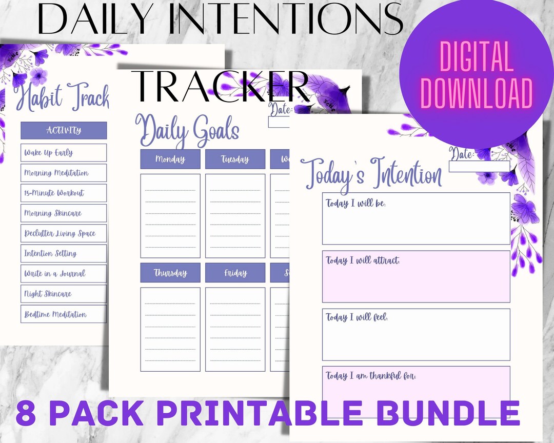 Daily Intentions & Tracker - Etsy