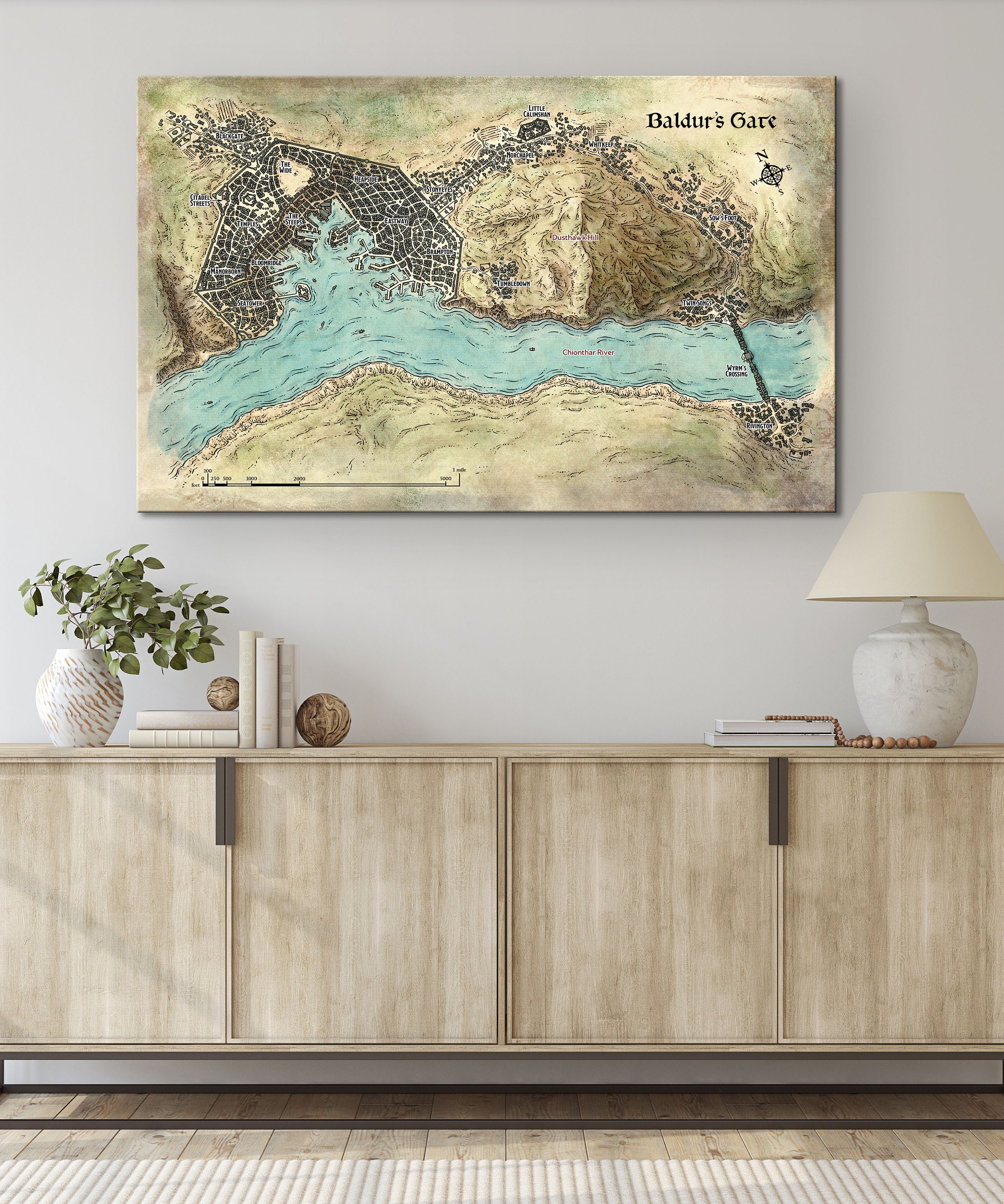 Baldur's Gate Map Poster, Gate City Map Poster, Fantasy RPG Wall Art ...