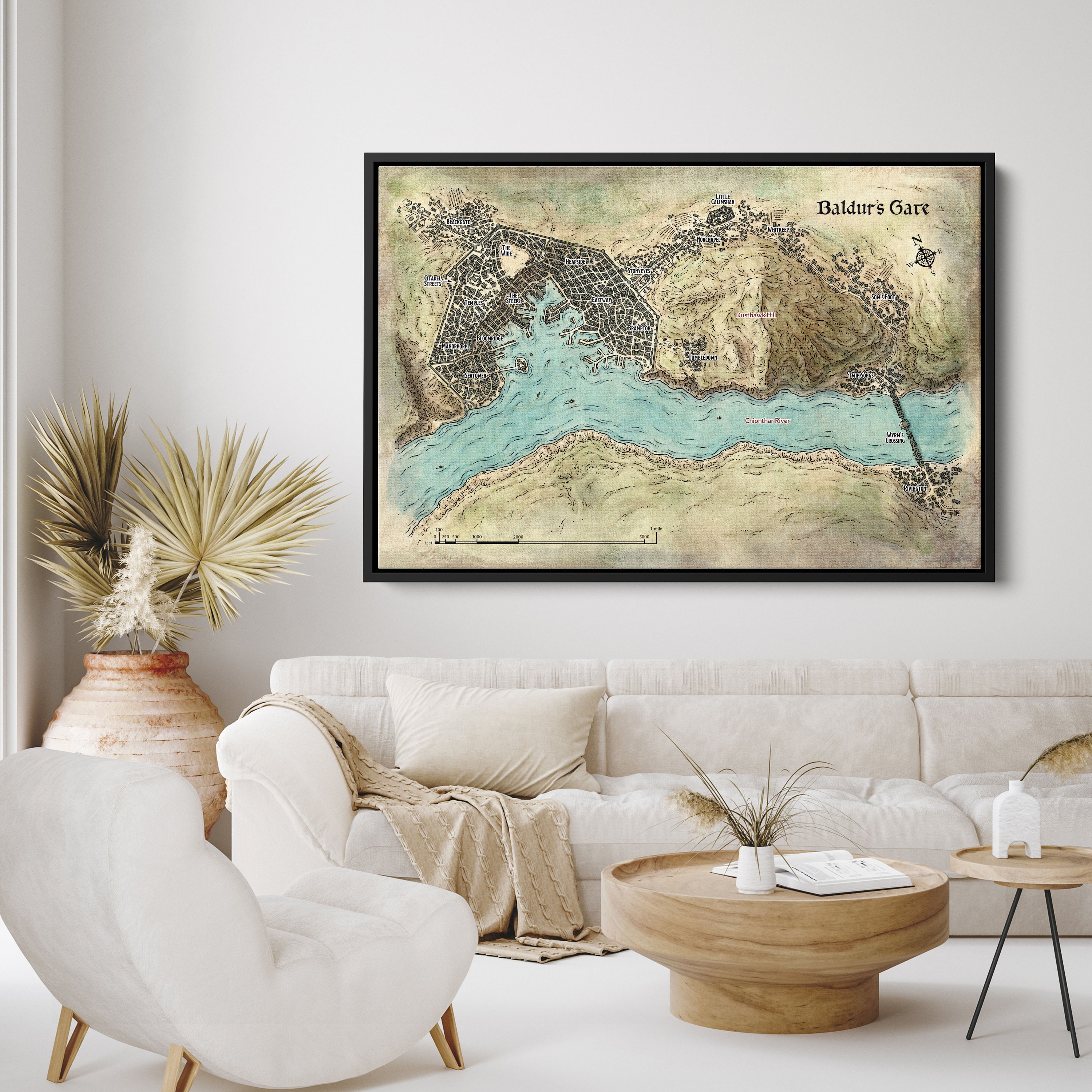 Baldur's Gate Map Poster, Gate City Map Poster, Fantasy RPG Wall Art ...