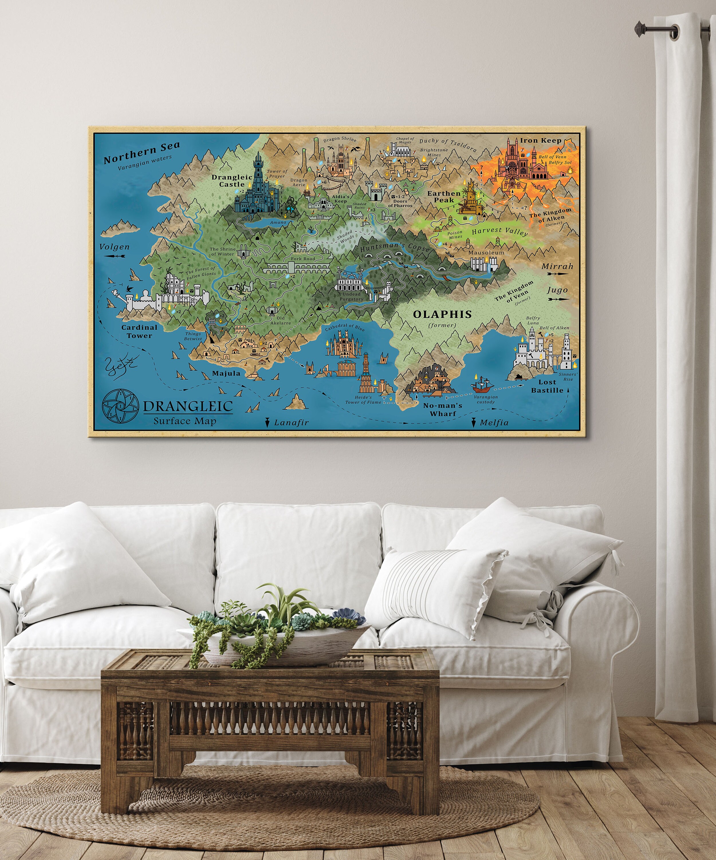 Drangleic Castle Wall Art,, Dark Souls II Map Poster, Surface Map ...