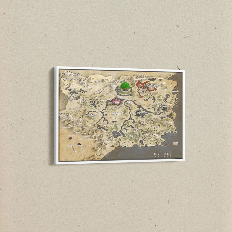 Map of Hyrule Canvas, Hyrule Map From the Legend of Zelda Poster ...