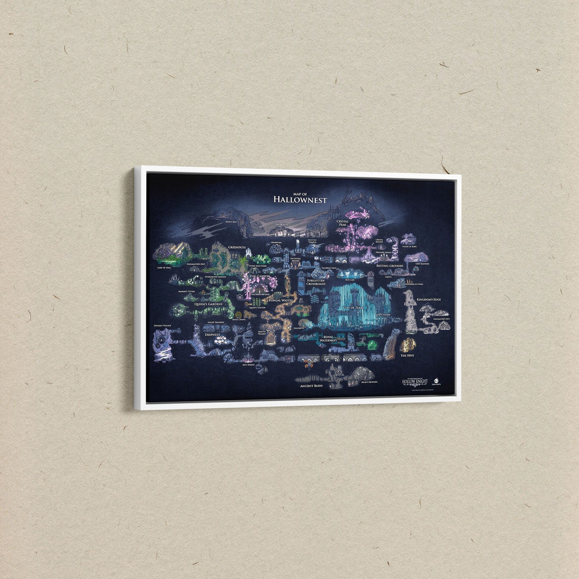 Hollow Knight Map Poster, Game Art Wall Decor, Hollownest World Map ...