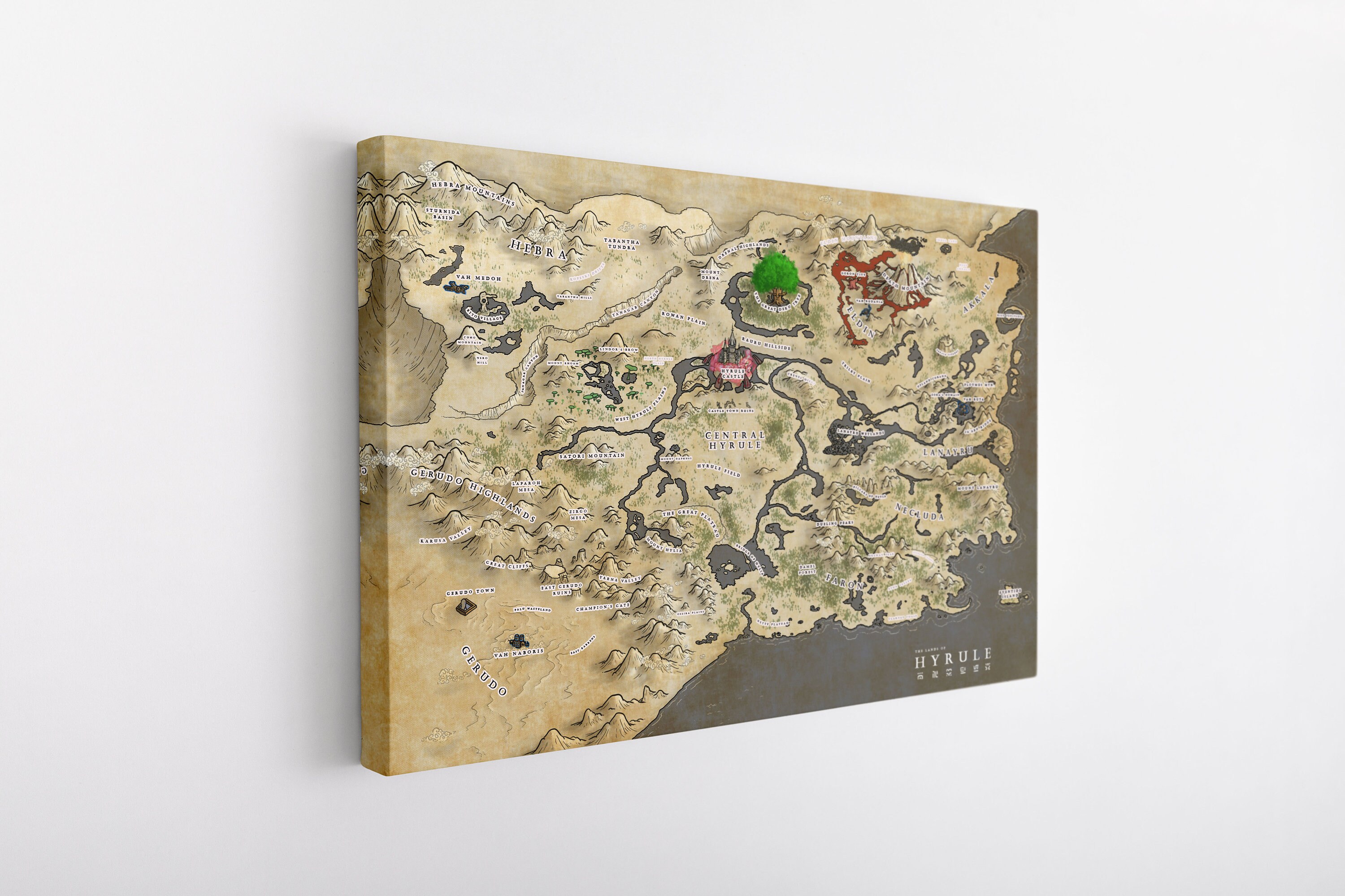 Map of Hyrule Canvas, Hyrule Map From the Legend of Zelda Poster ...