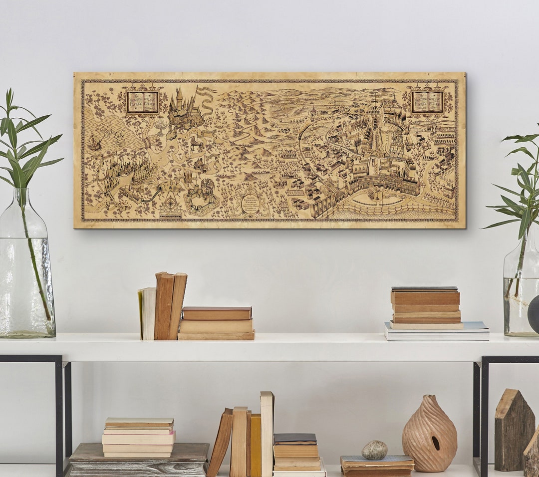 Map Art Canvas, Wizarding World Map Canvas, Harry World Map Canvas Gift ...