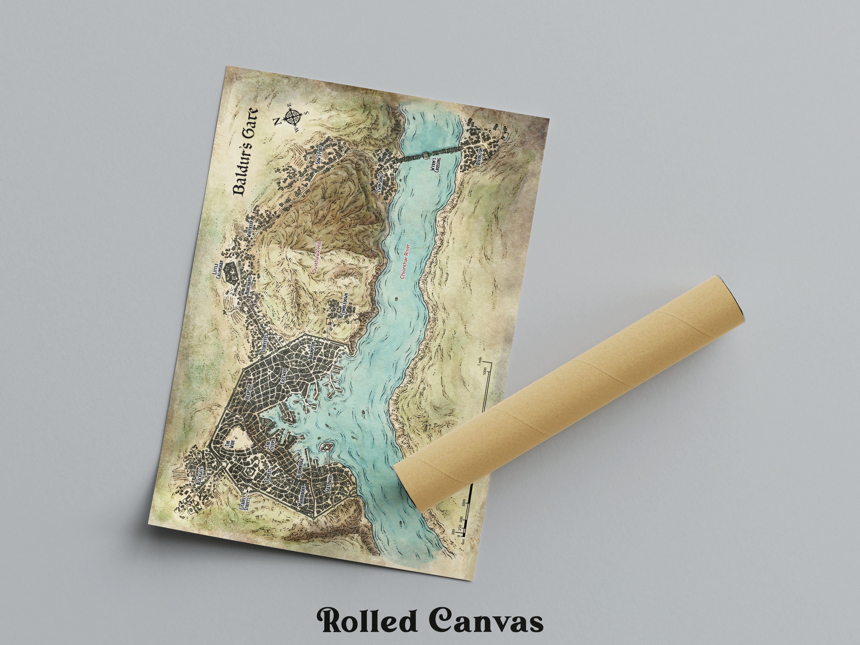Baldur's Gate Map Poster, Gate City Map Poster, Fantasy RPG Wall Art ...