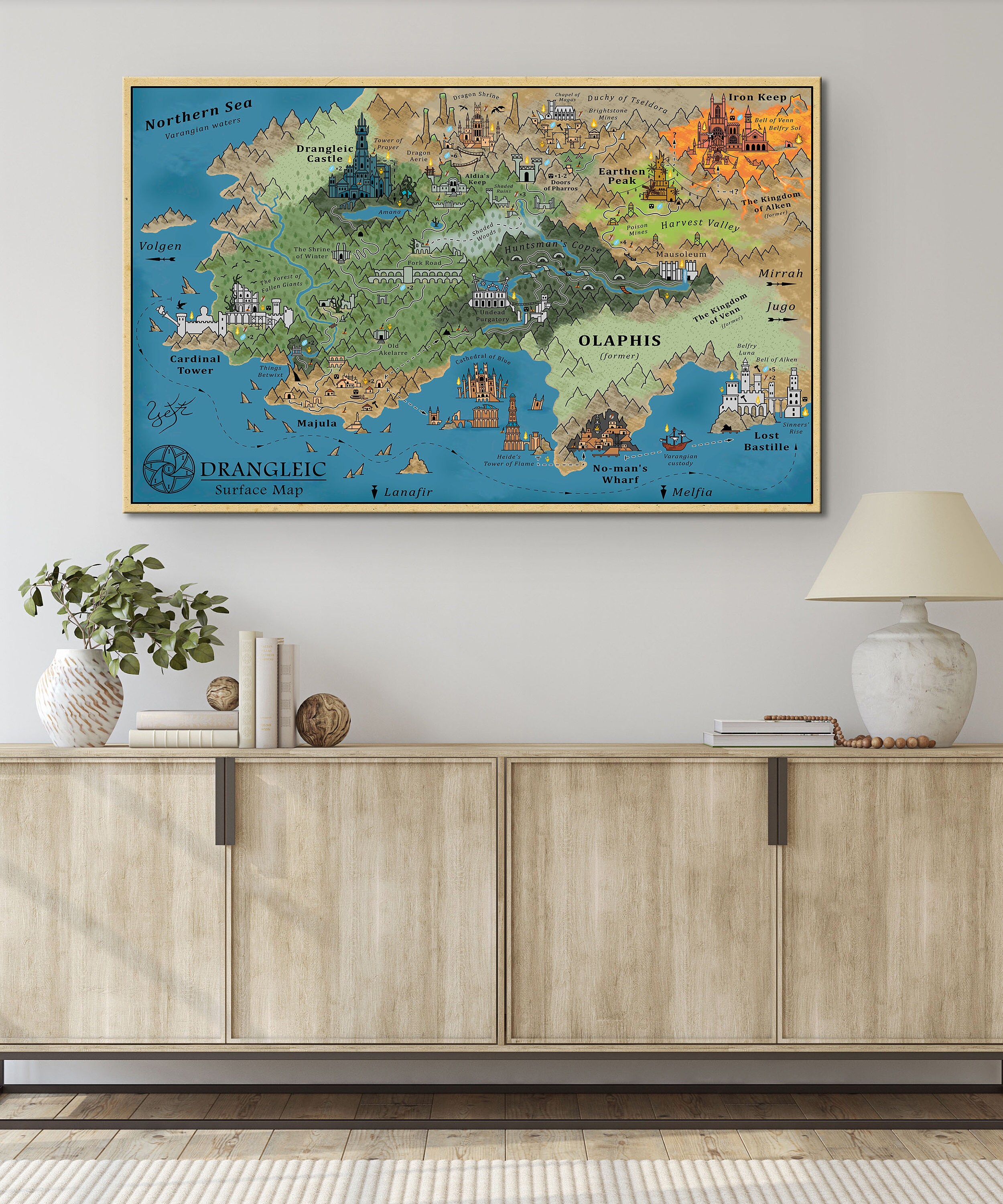 Drangleic Castle Wall Art,, Dark Souls II Map Poster, Surface Map ...