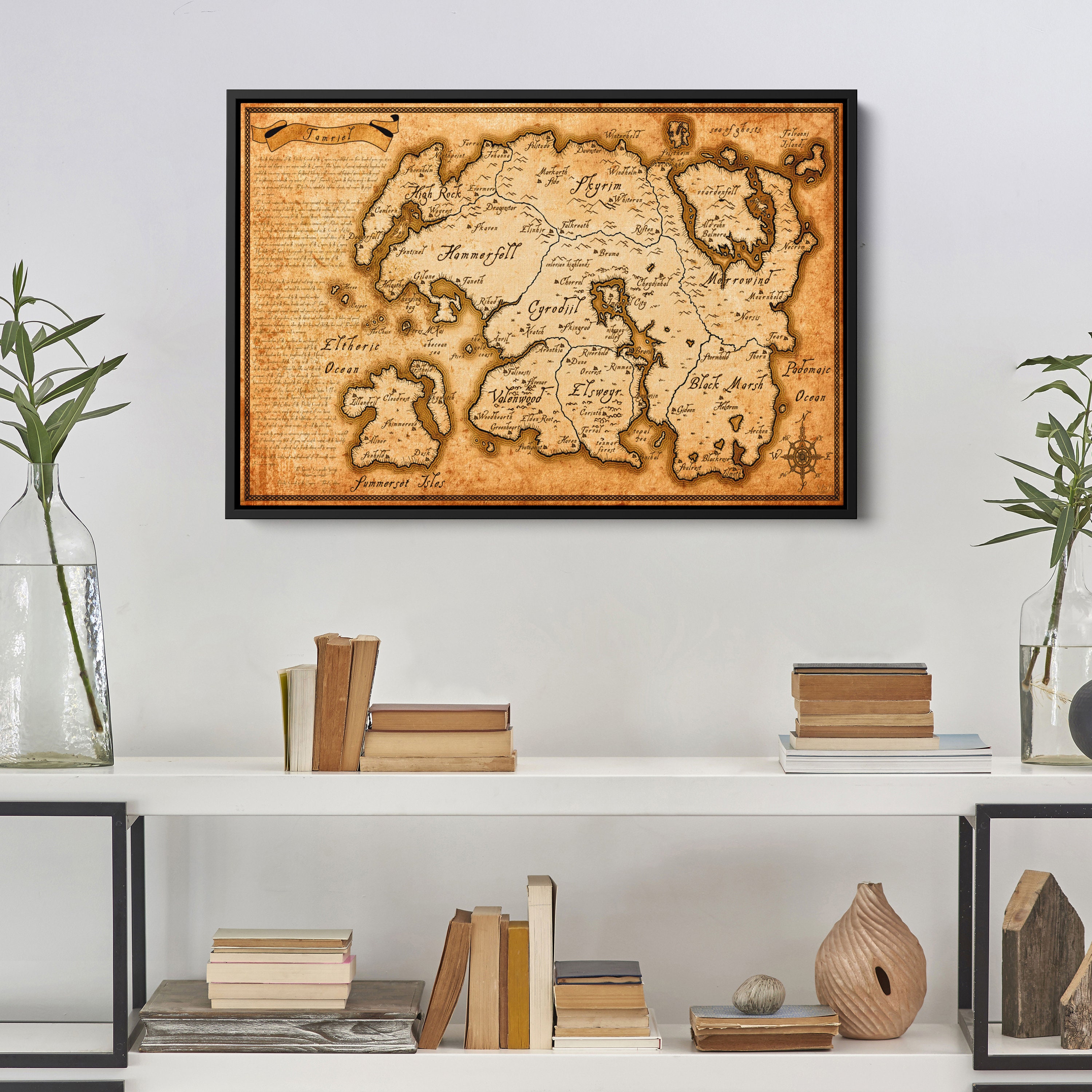 Tamriel Map Canvas, Skyrim Map Poster, Tamriel Map Canvas, the Elder ...