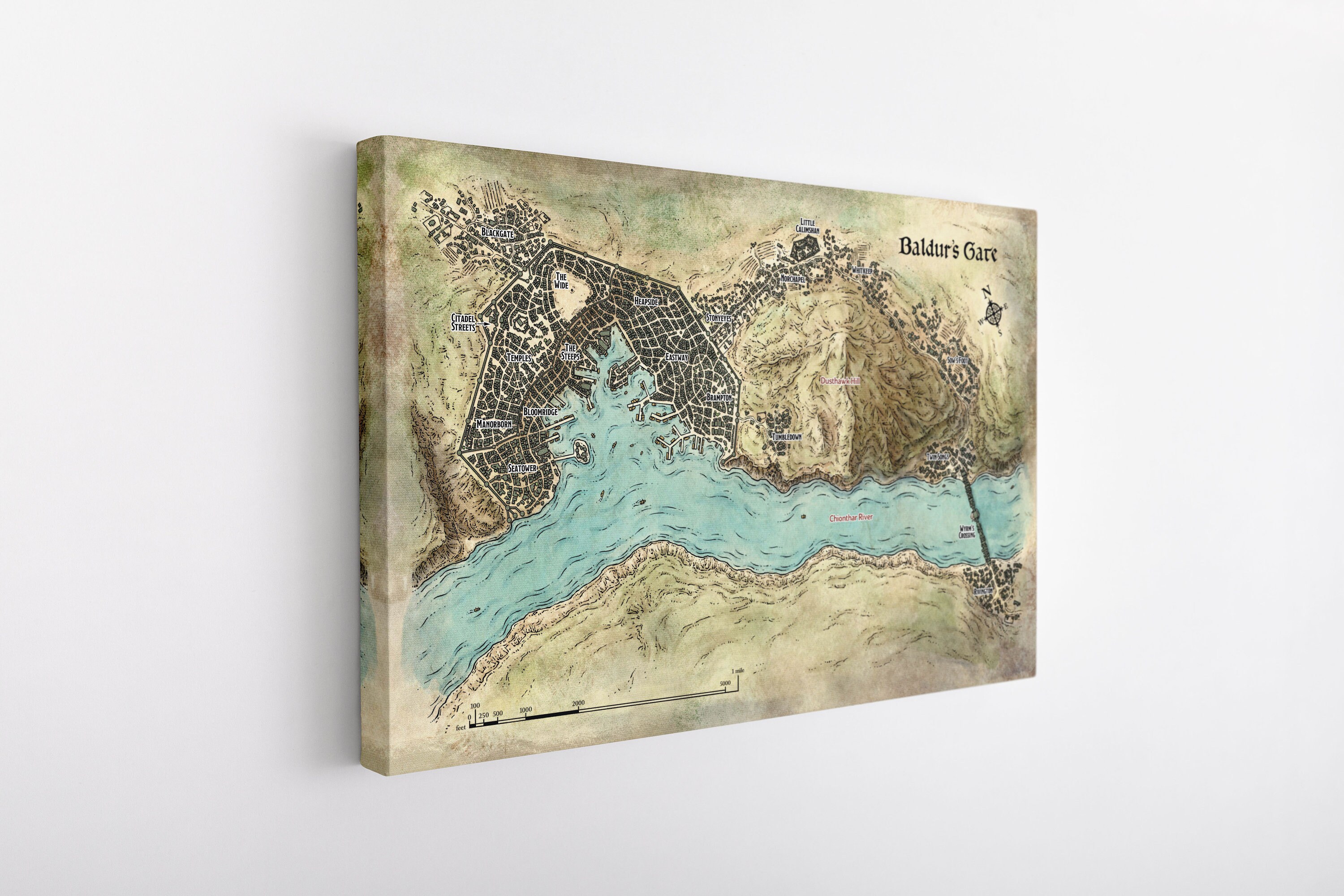 Baldur's Gate Map Poster, Gate City Map Poster, Fantasy RPG Wall Art ...