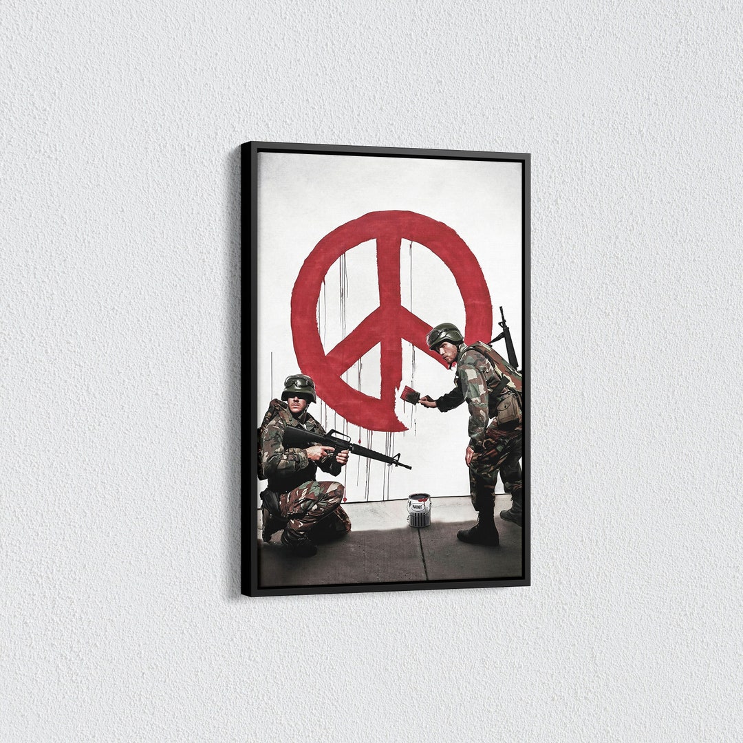 Banksy Soldiers War Peace Canvas, Graffiti Wall Art, Street Art Canvas ...