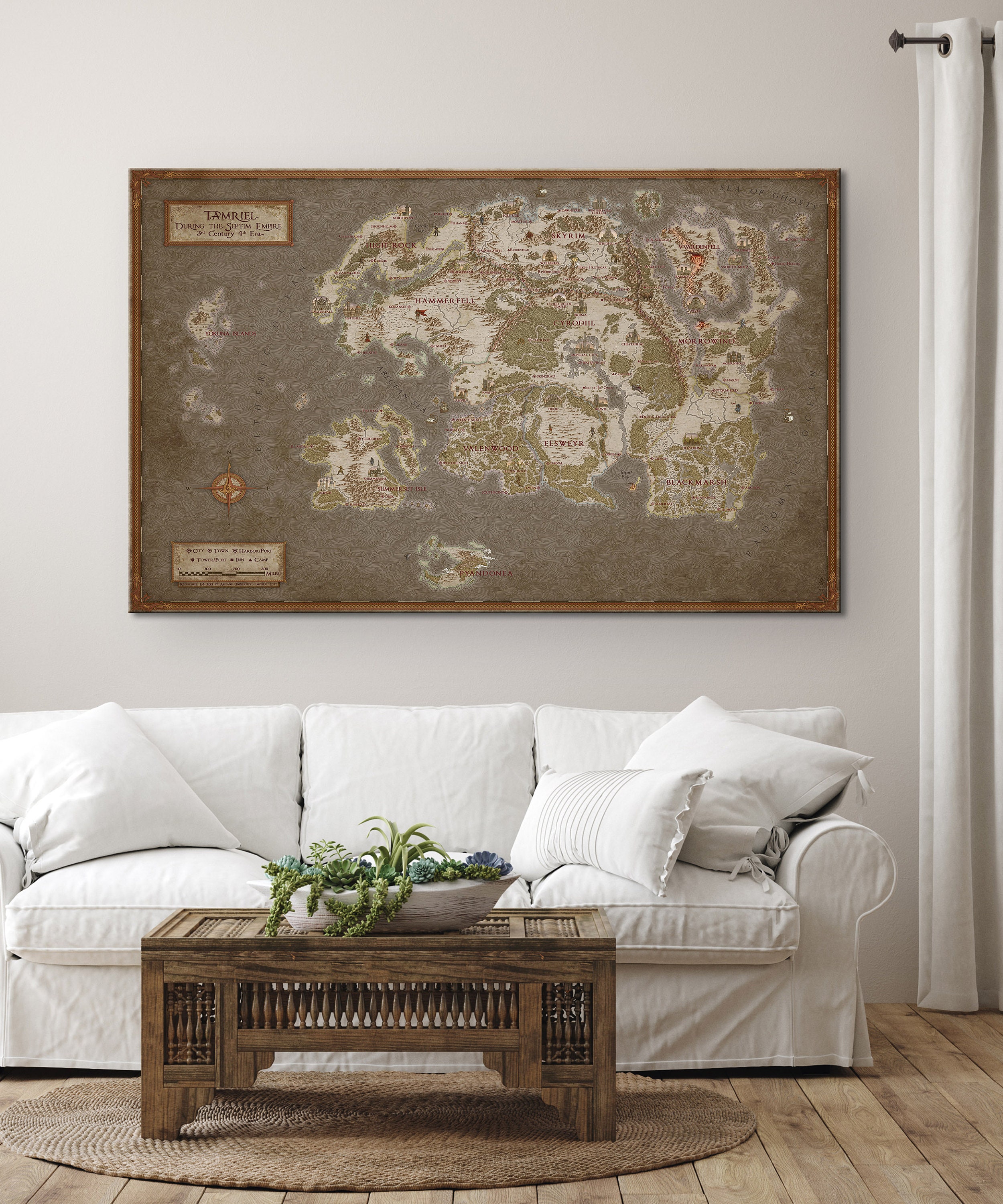 Tamriel World Map Canvas, Tamriel Map From the Elder Scrolls Online ...