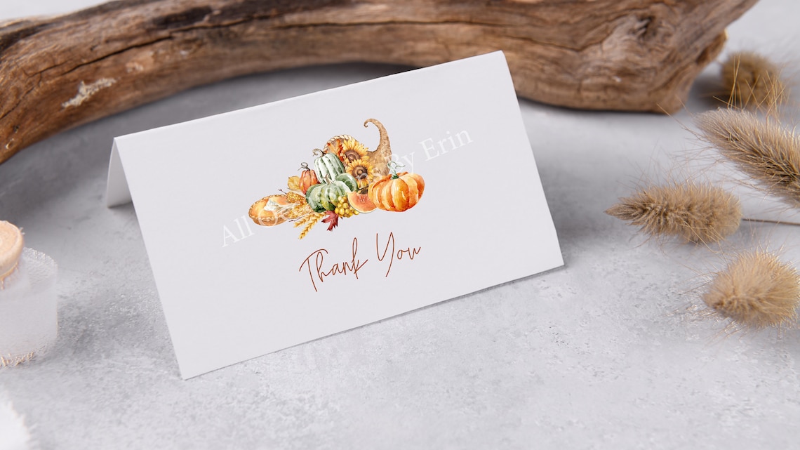 Thank You Card Digital Download Fall Harvest Print-at-home - Etsy