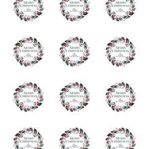 Christmas Labels Printable Christmas Wreath Digital Download, Christmas ...