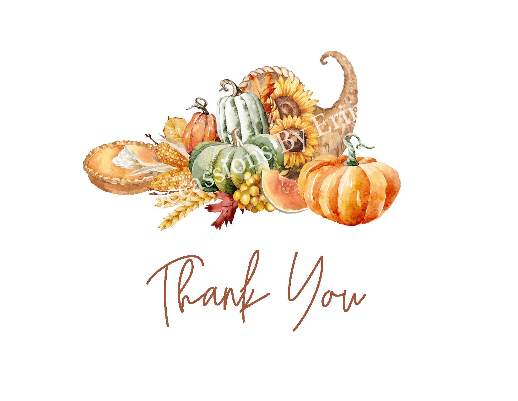 Thank You Card Digital Download Fall Harvest Print-at-home - Etsy