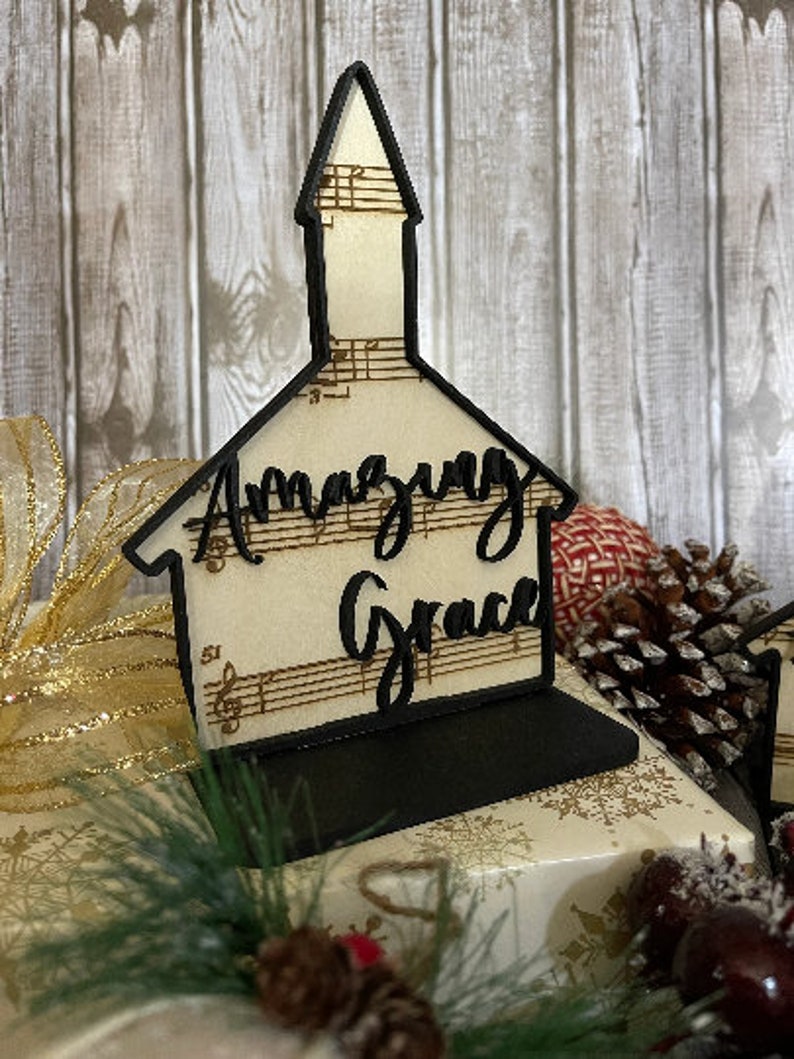 Amazing Grace Church Hymn Decor, Piano Sheet Music, Religious Table ...