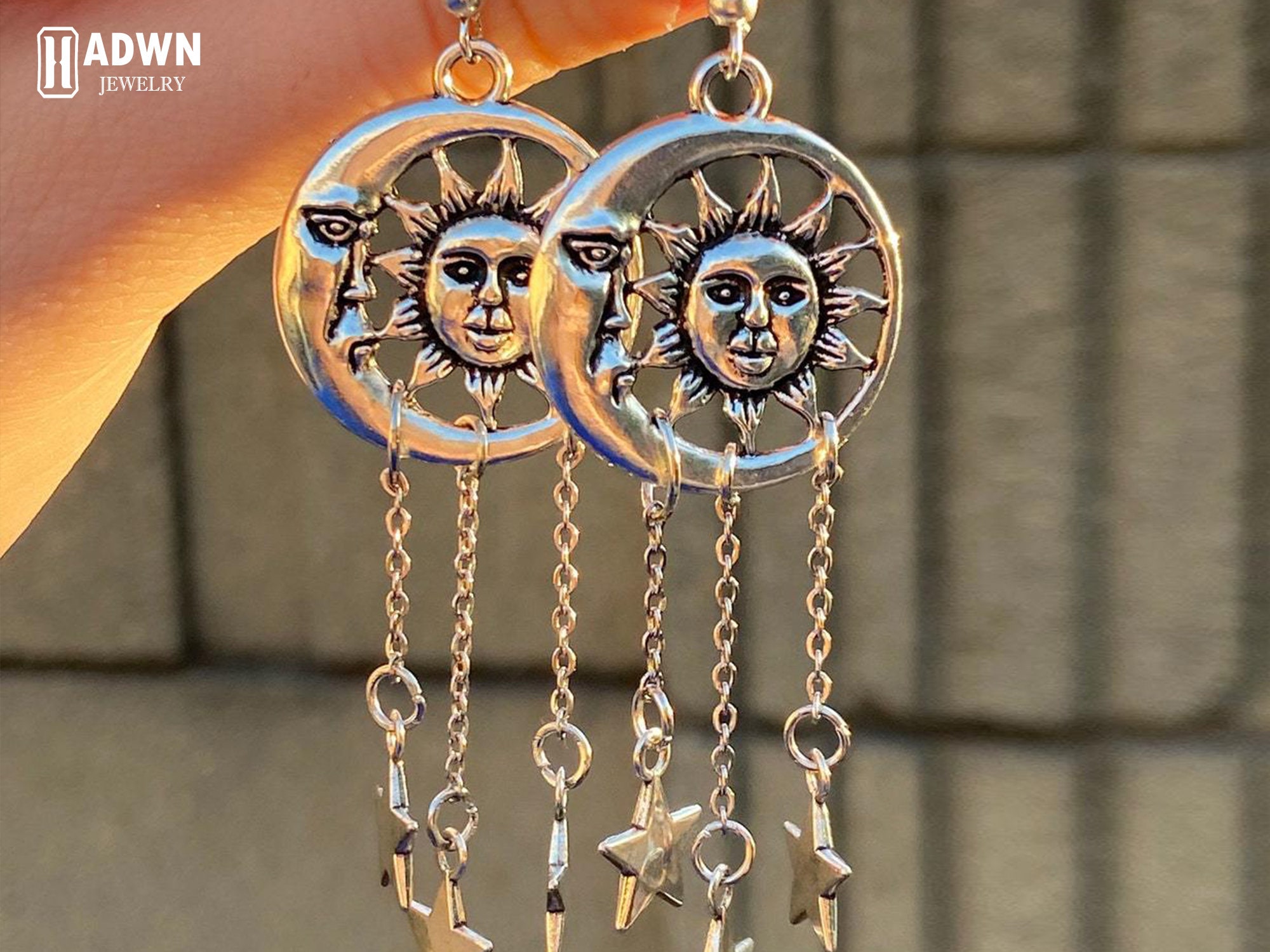 Sun and Moon Drop Earrings Star and Moon Earrings Moon - Etsy