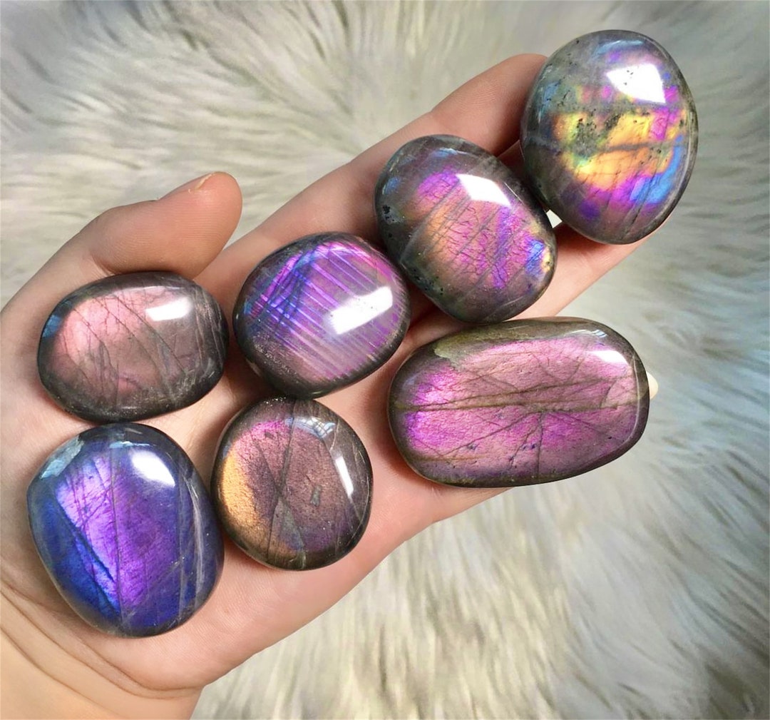 High Flash Purple Labradorite Worry Stone,labradorite Palm Stone,blue ...
