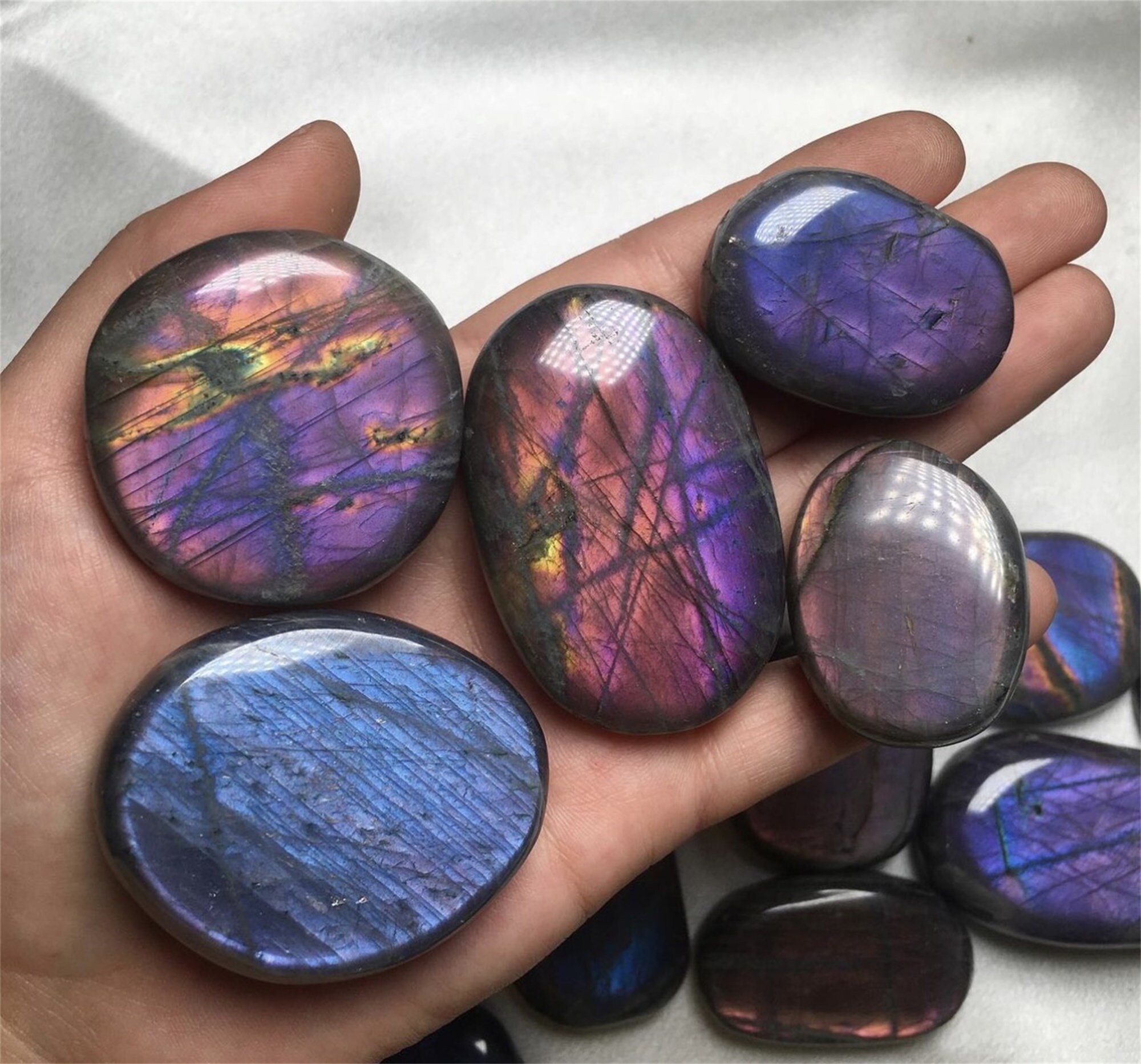 High Flash Purple Labradorite Worry Stone,labradorite Palm Stone,blue ...