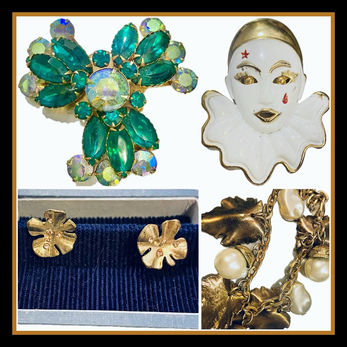 Old Hollywood Vintage Costume Jewelry Bundle Set Of4 Includes 2brooches ...