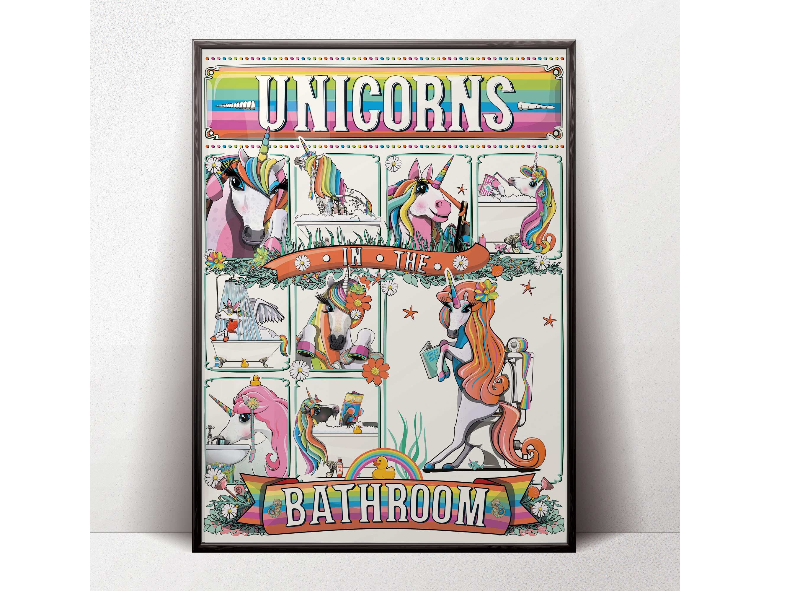 Unicorns in the Bathroom, Funny Toilet Humour Bathroom Poster - Etsy