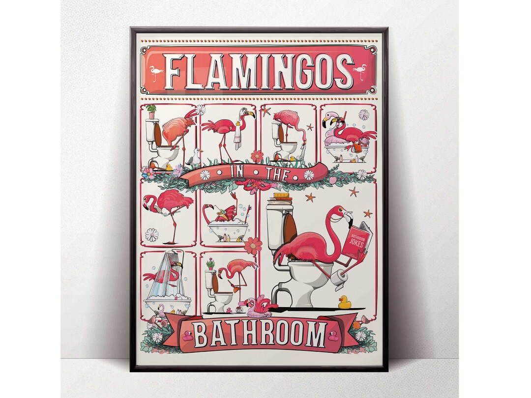 Flamingos in the Bathroom, Funny Toilet Humour Bathroom Poster - Etsy