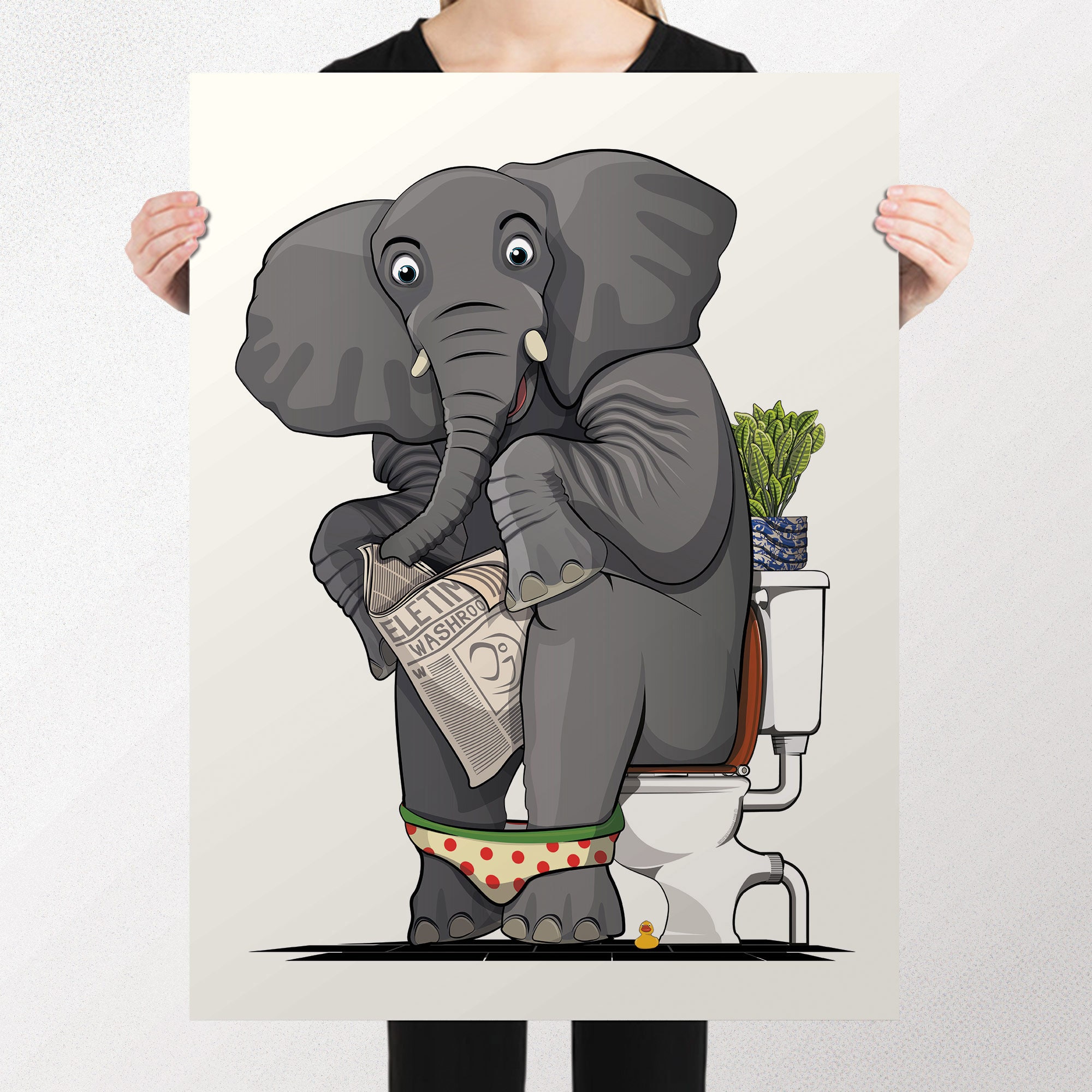 Elephant on the Toilet, Funny Toilet Humour Bathroom Poster - Etsy
