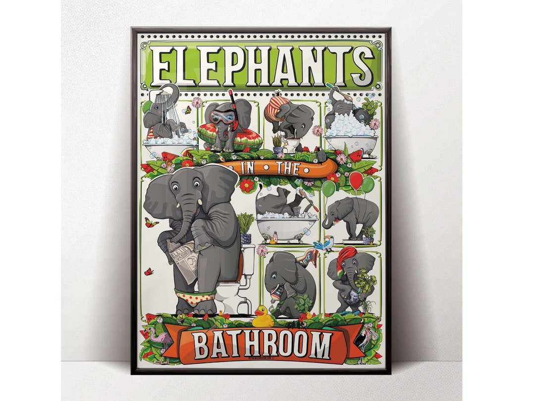 Elephants in the Bathroom, Funny Toilet Humour Bathroom Poster - Etsy