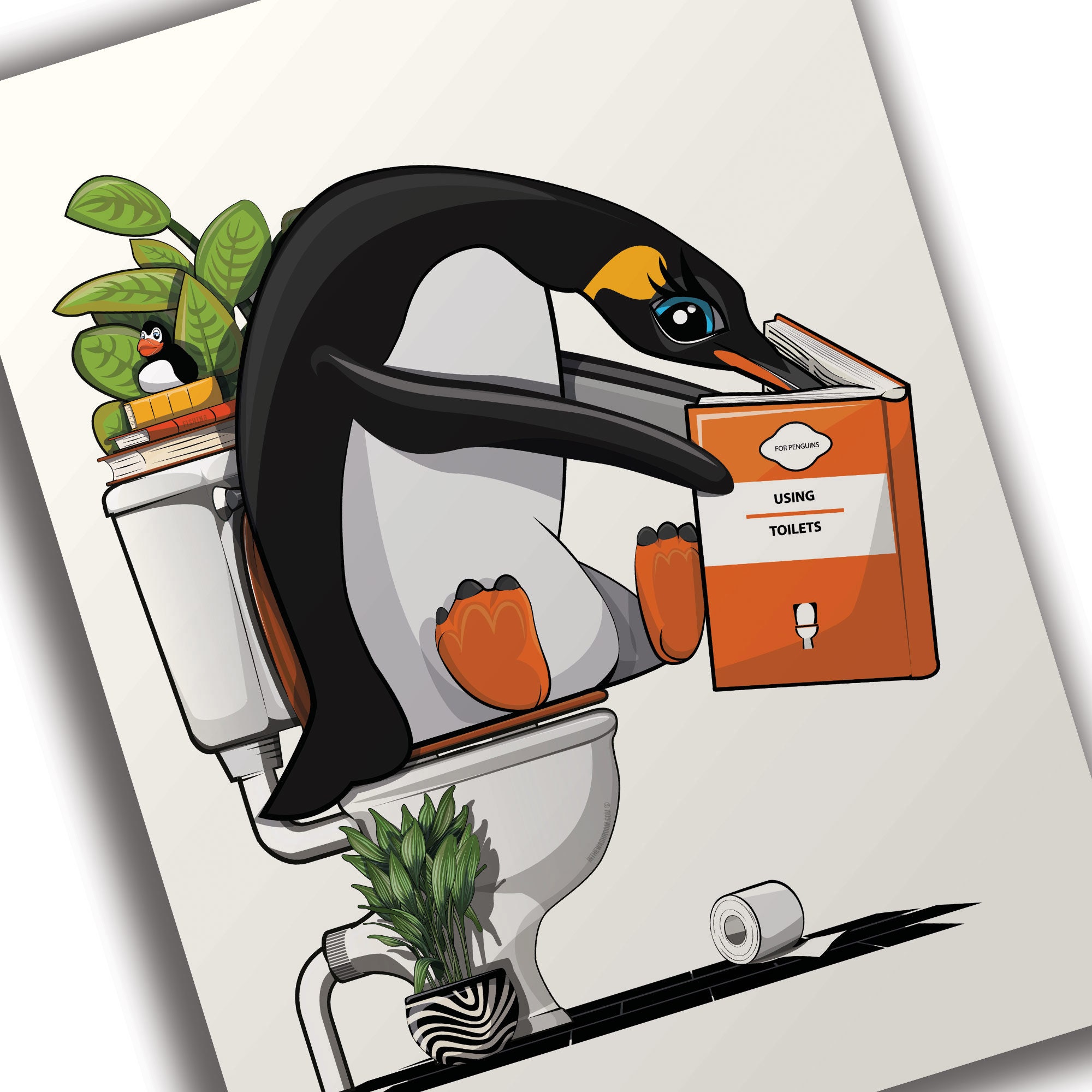 Penguin on the Toilet Bathroom Poster Funny Toilet Humour - Etsy