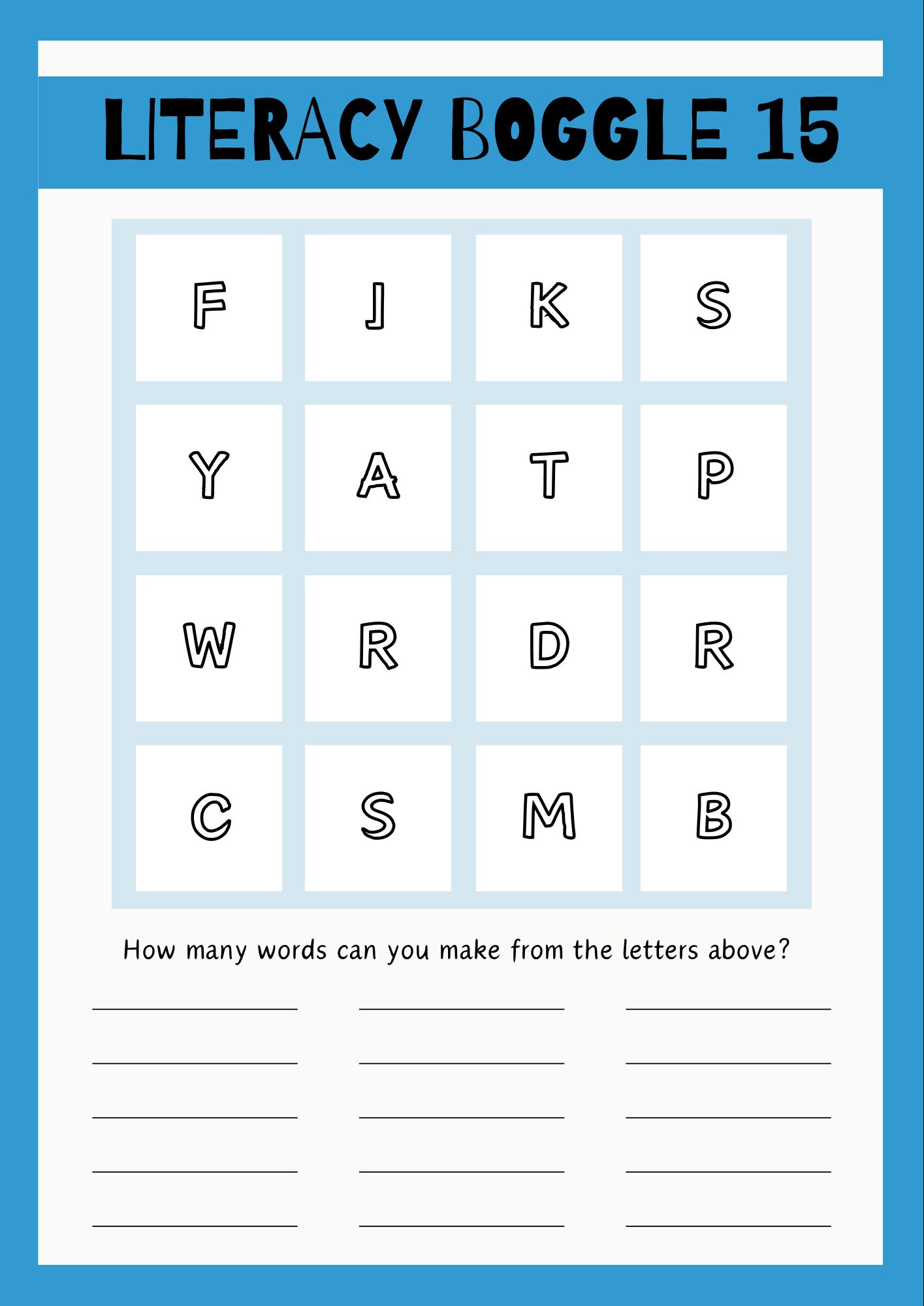 20 Literacy Boggle Word Activity Worksheets for Classroom Tasks and ...