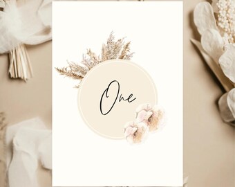 Wedding Table Numbers Printable, Table Numbers Template, Calligraphy ...