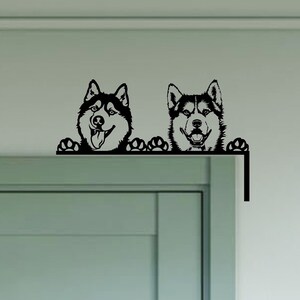 Personalized Siberian Husky Door Corner Sign, Husky Dog Metal Door ...