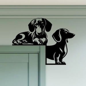 Personalized Dachshund Door Corner Sign, Cute Dog Metal Door Topper ...