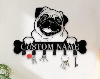 Pug Dog -wall Hook / Coat Hook / Key Hanger - Etsy