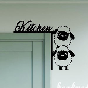 Personalized Kitchen Door Corner Sign, Sheep Metal Door Topper, Custom ...