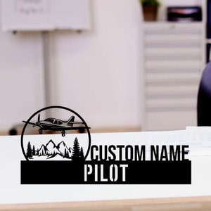 Custom Pilot Airplane Desk Name Plate, Pilot Airplane Metal Nameplate ...