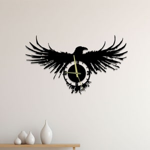 Raven Wall Clock Unique, Raven Round Wall Clock, Raven Oversize Wall ...