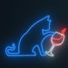 Custom Cat Tipping Wine Neon Sign, Cat Tipping Wine Led Sign, Cat Neon ...